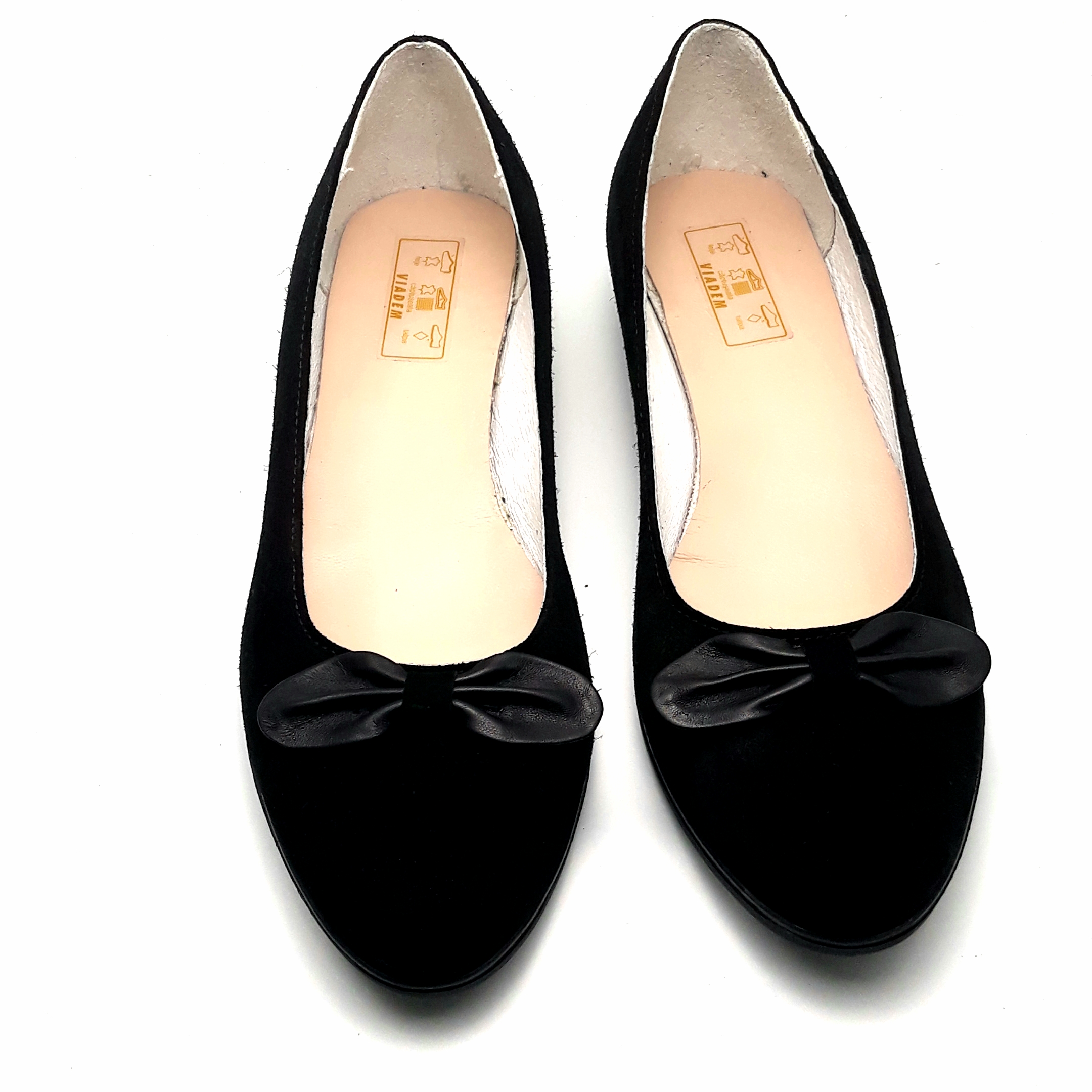 Balerini simpli din piele natrala intoarsa negru cu fundita - Magazin ...